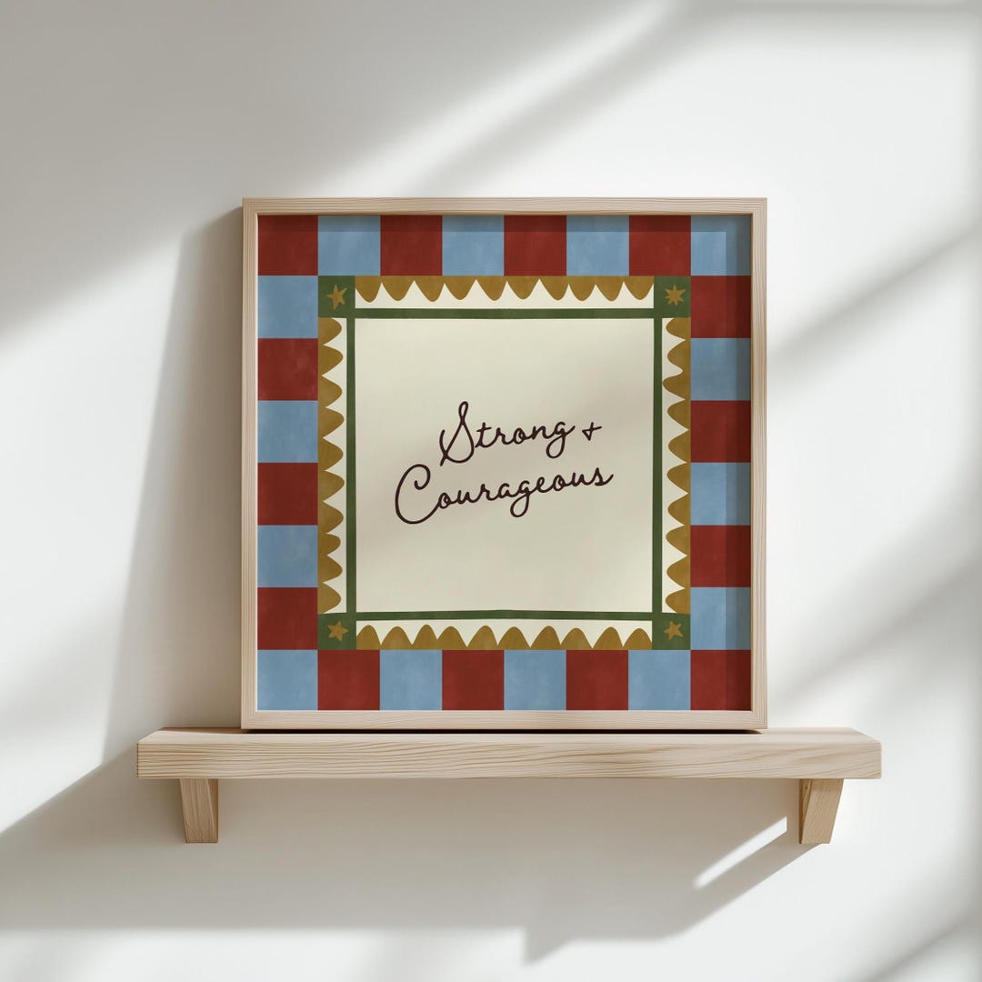 Strong & Courageous Christian Nursery Wall Art | Boys Faith Print ...