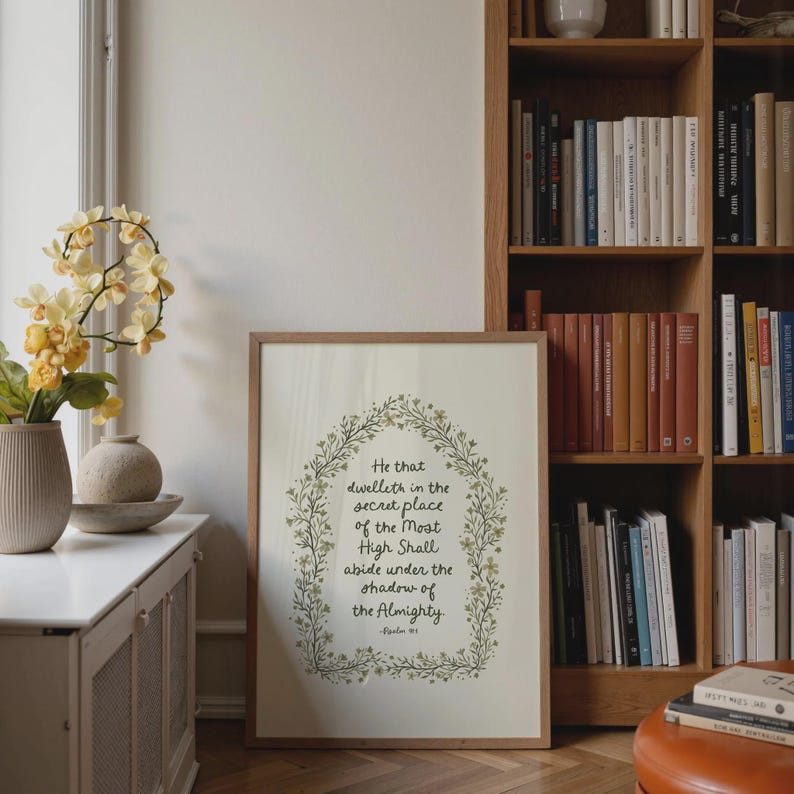 Psalm 91 Wall Art, Secret Place Scripture Art, Botanical Print ...