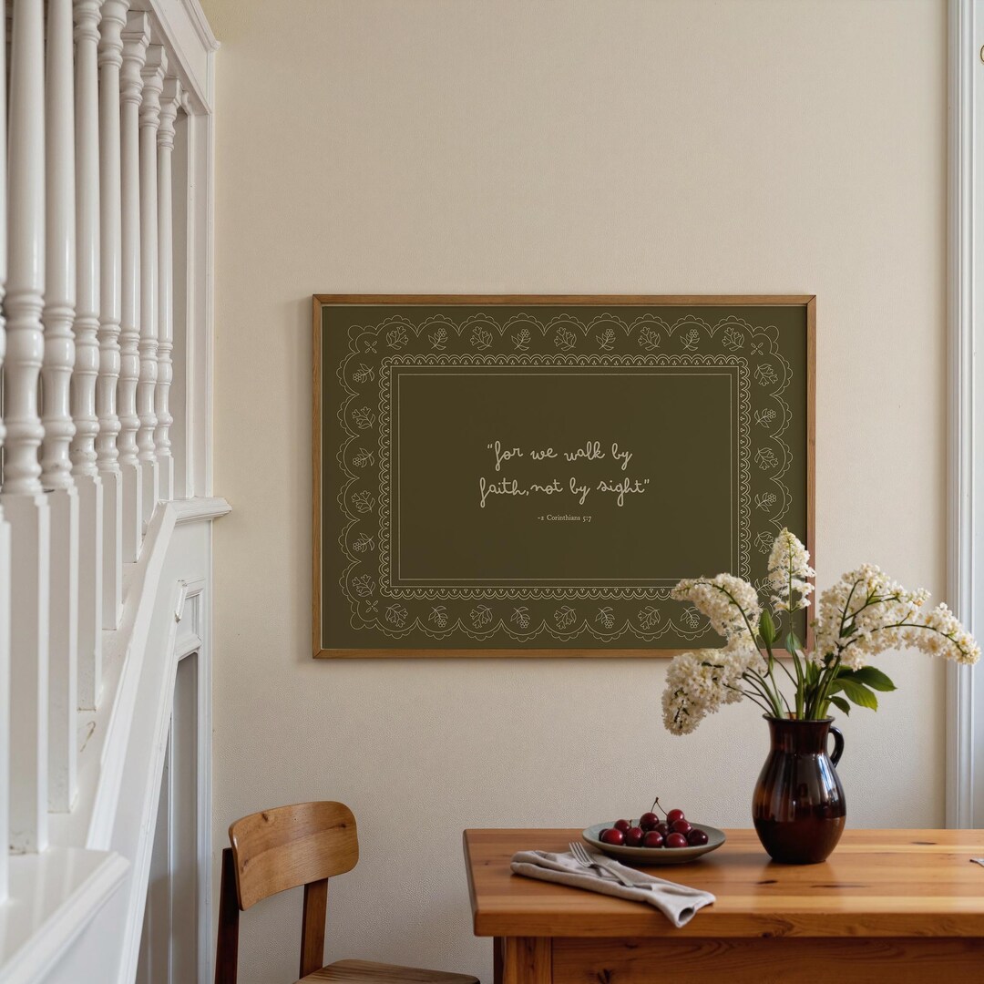 Walk by Faith Vintage Scripture Print | Christian Wall Art | Bible ...