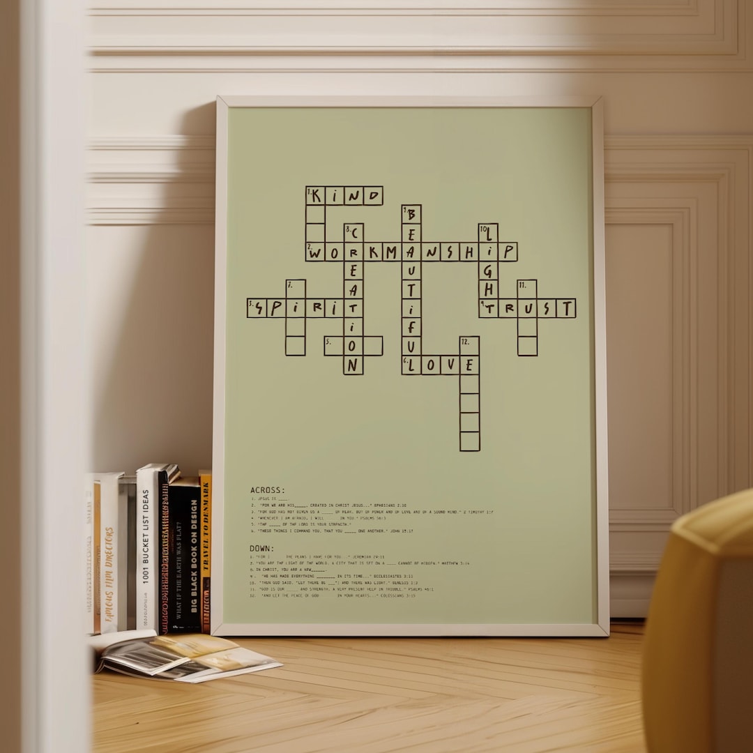 Christian Crossword Puzzle Wall Art Trendy Apartment Decor Scripture ...