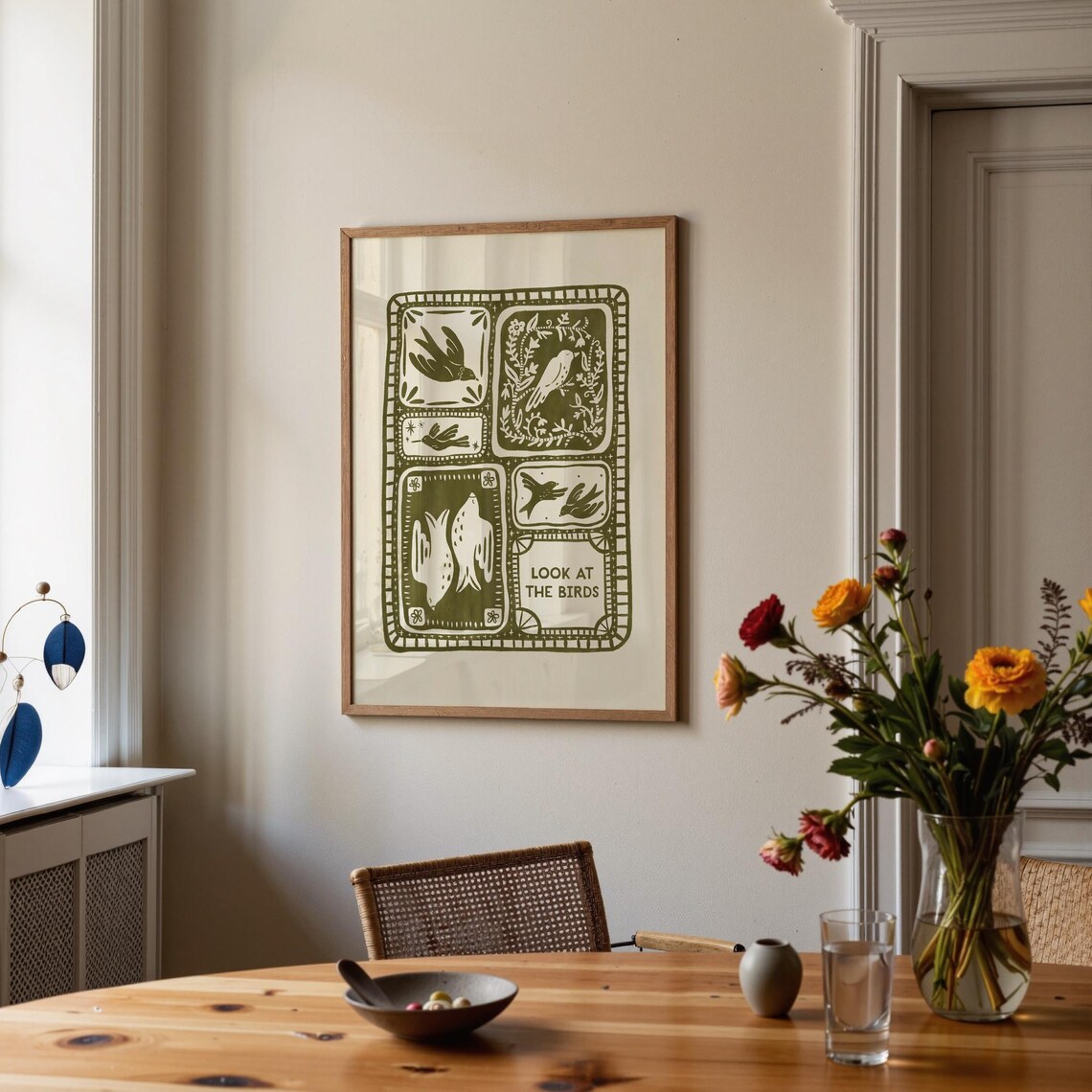 Look at the Birds Folk Art Print | Faith Inspired Christian Wall Art - Etsy