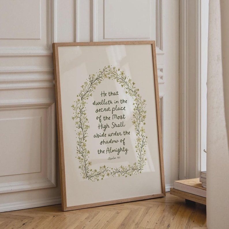 Psalm 91 Wall Art, Secret Place Scripture Art, Botanical Print ...