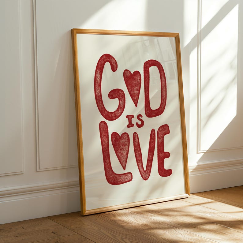 Christian Wall Art, God is Love Print, Heart Valentines Decor ...