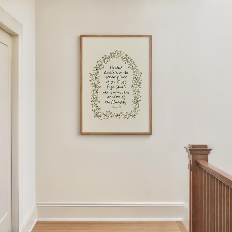 Psalm 91 Wall Art, Secret Place Scripture Art, Botanical Print ...