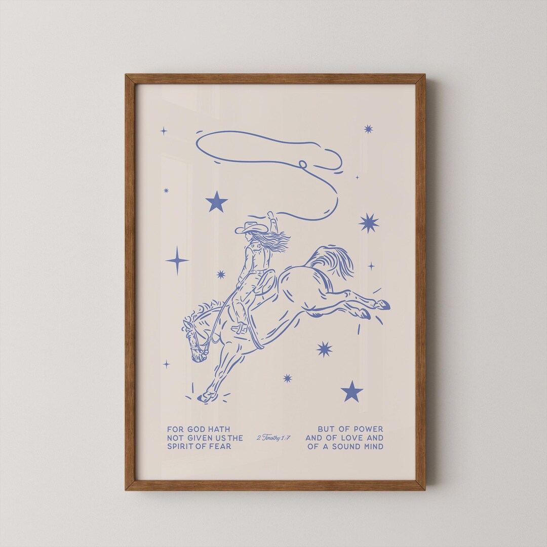 Western Cowgirl Christian Wall Art | 2 Timothy 1:7 Bible Verse Faith ...