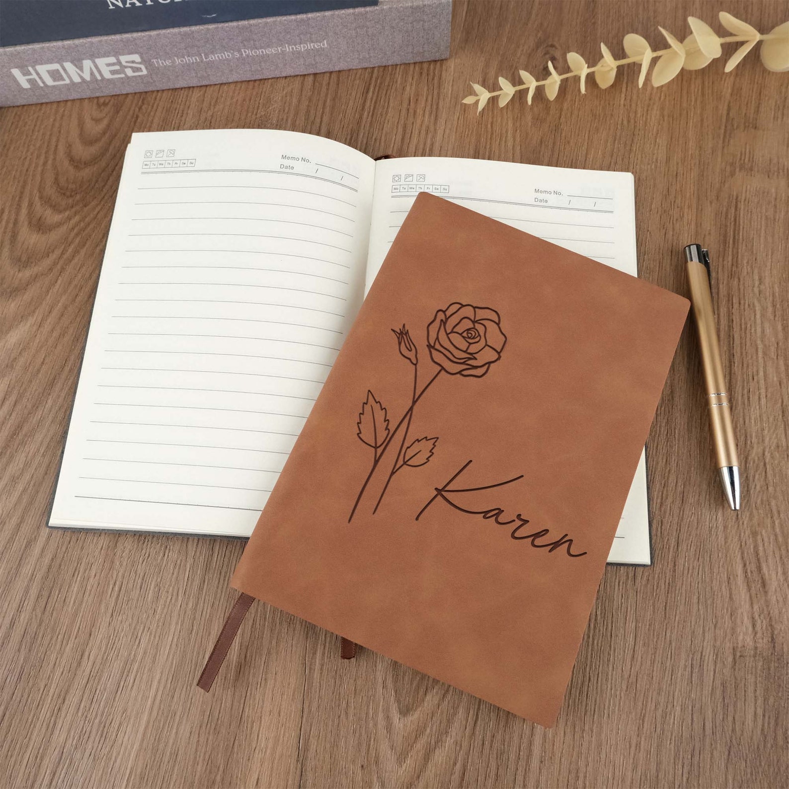 Personalized Birth Flower Journal, Customized Journal, Personalized ...