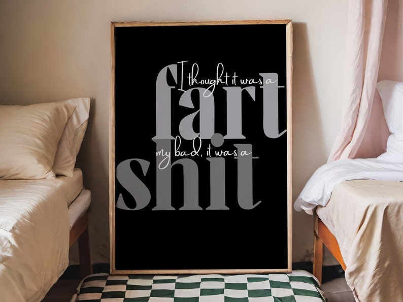 Funny Bathroom Printable Art, My Fart Was a Shit Sign, Fun Restroom ...
