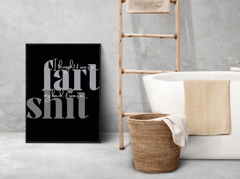 Funny Bathroom Printable Art, My Fart Was a Shit Sign, Fun Restroom ...
