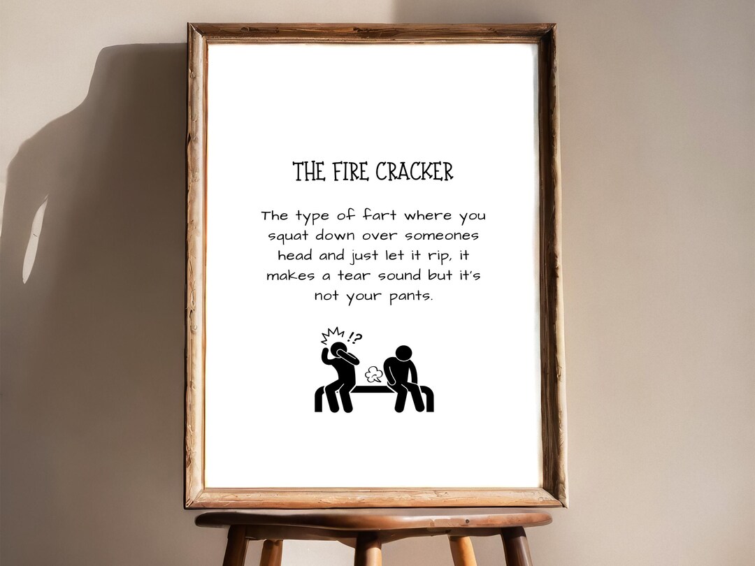 The Fire Cracker Funny Fart Definition, Rude Restroom Print, Farting ...