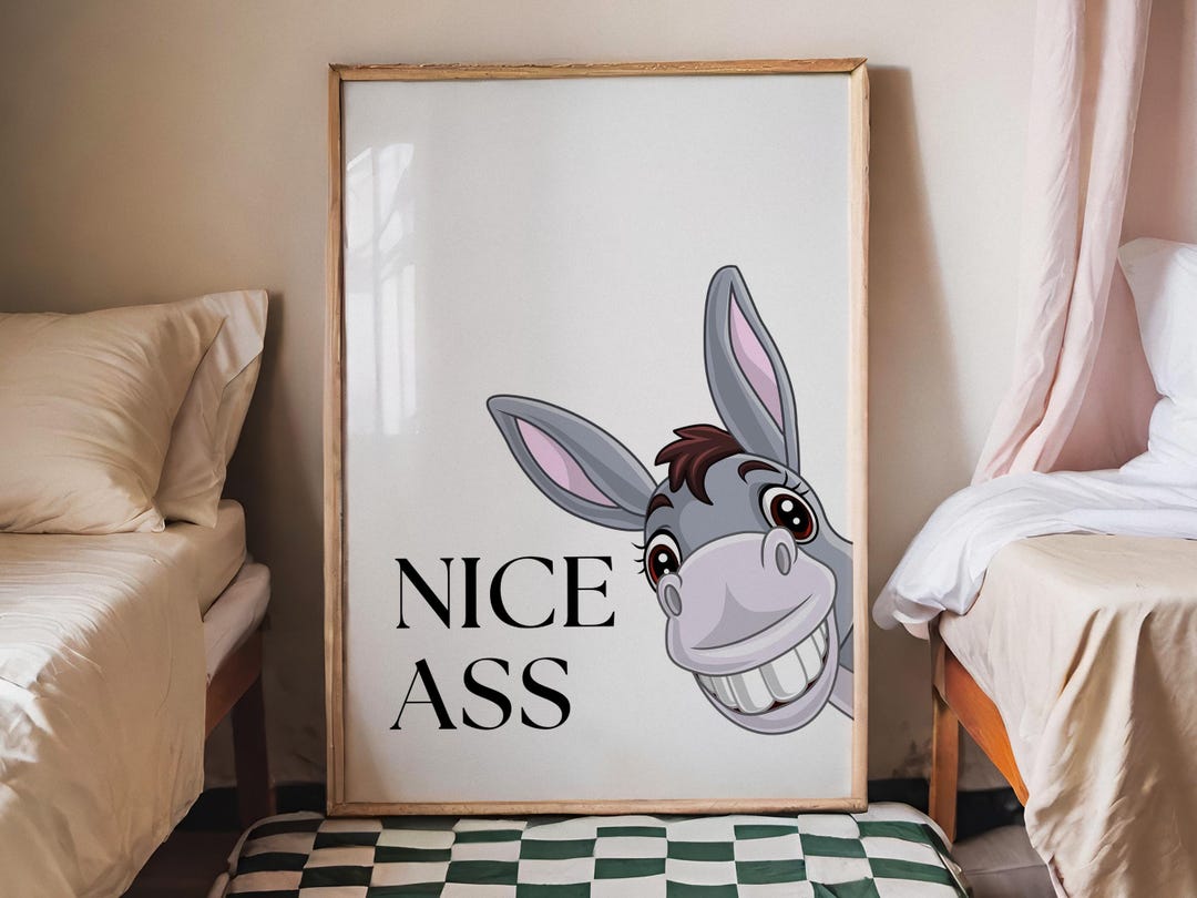 Nice Ass Donkey Poster, Funny Bathroom Decor, Ass in Bathroom, Restroom Wall Art, Bathroom ...
