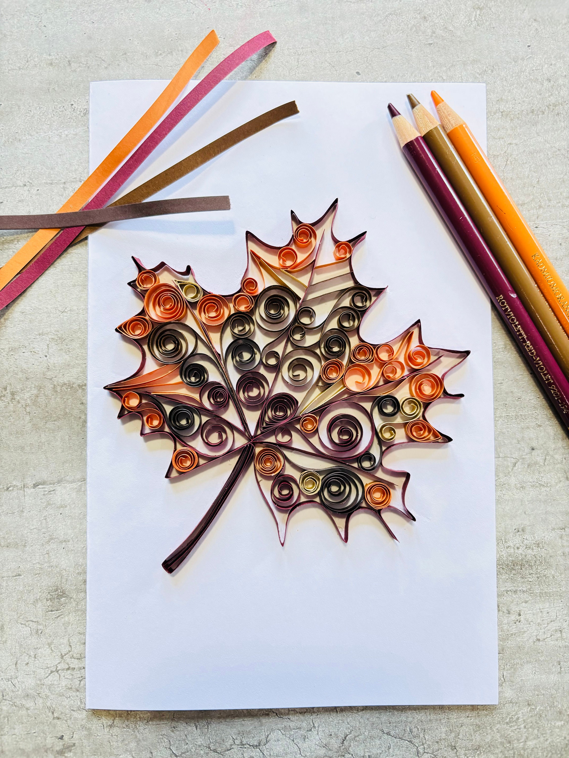 Handmade Maple Leaf Quilling Card - Etsy