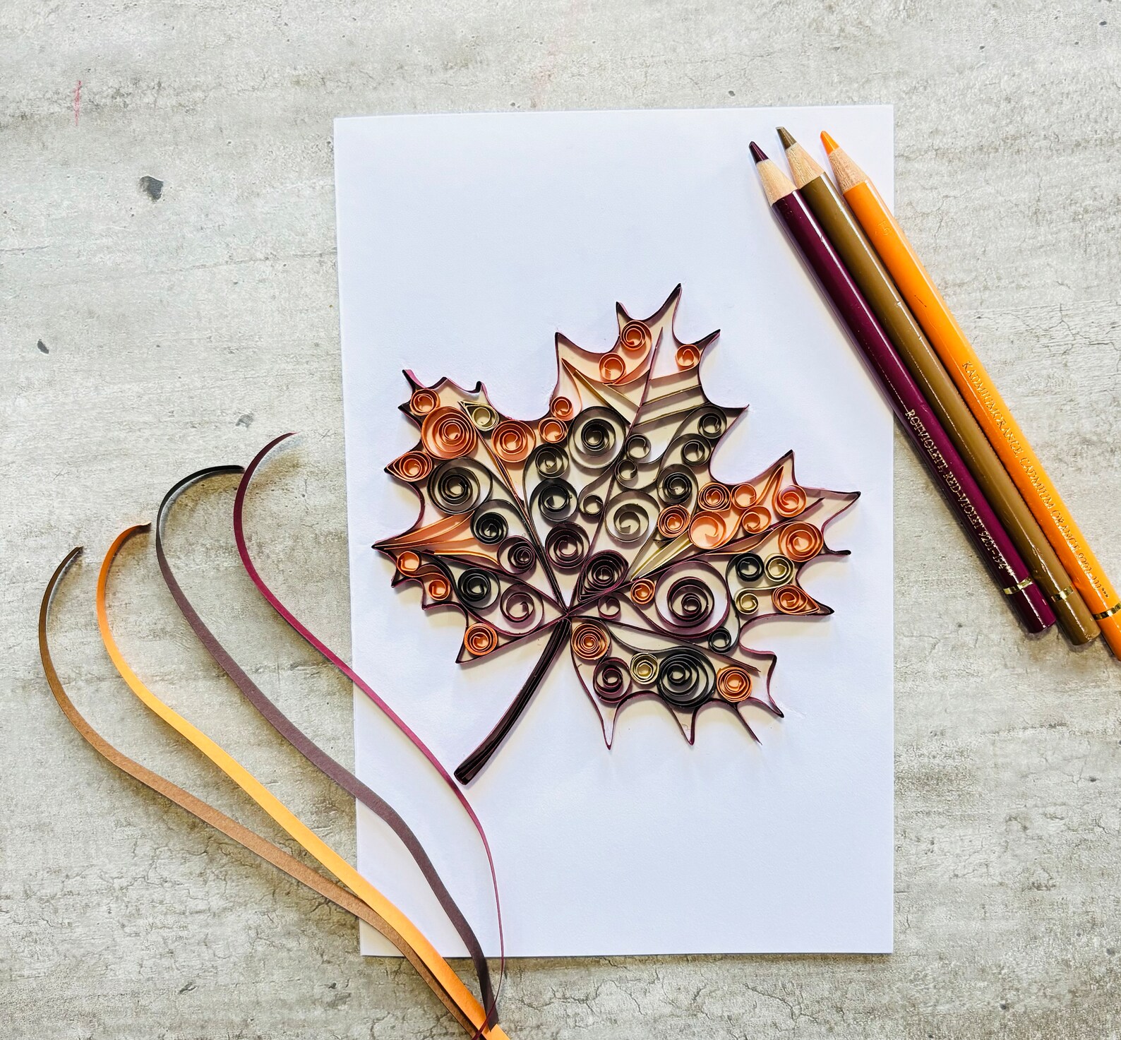 Handmade Maple Leaf Quilling Card - Etsy