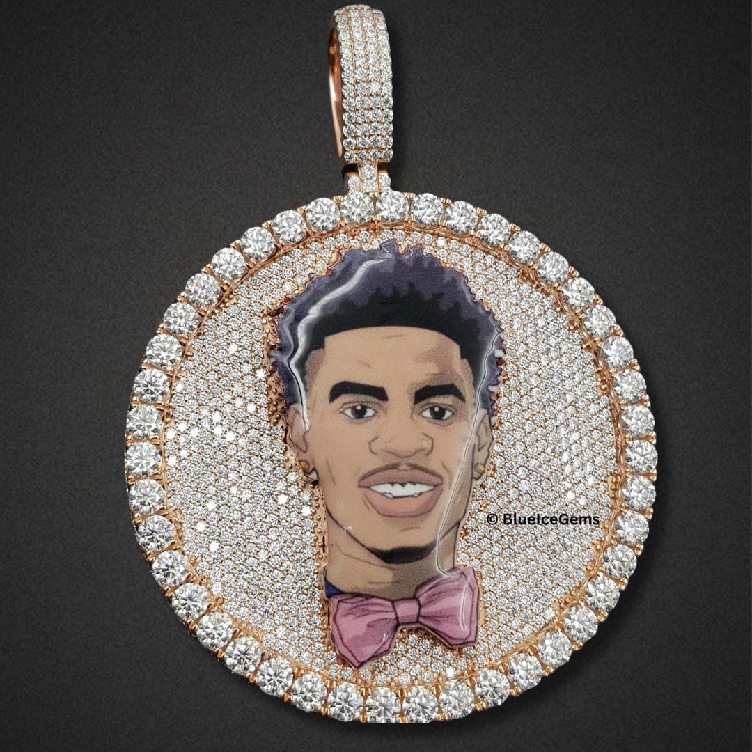 Premium Men Custom VVS Baguette Photo Pendant, Iced Out Medallion ...