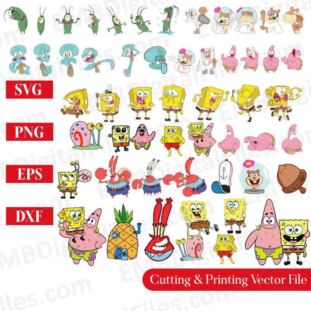 Layered SVG, Cut File for Cricut, Sponge Bob Face, Sponge Bob Clip Art ...