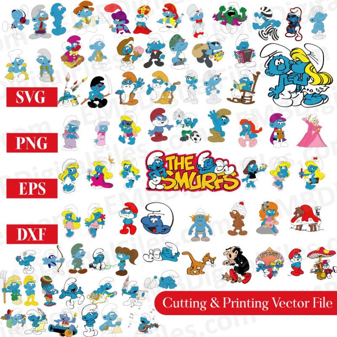 Smurfs Clipart Bundle, Smurfs Printable, Smurfs Png, Smurfs Clip Art ...