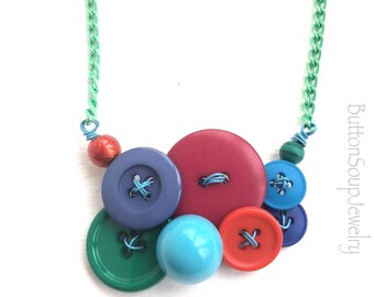 Handmade Vintage Button Jewelry Necklaces by buttonsoupjewelry
