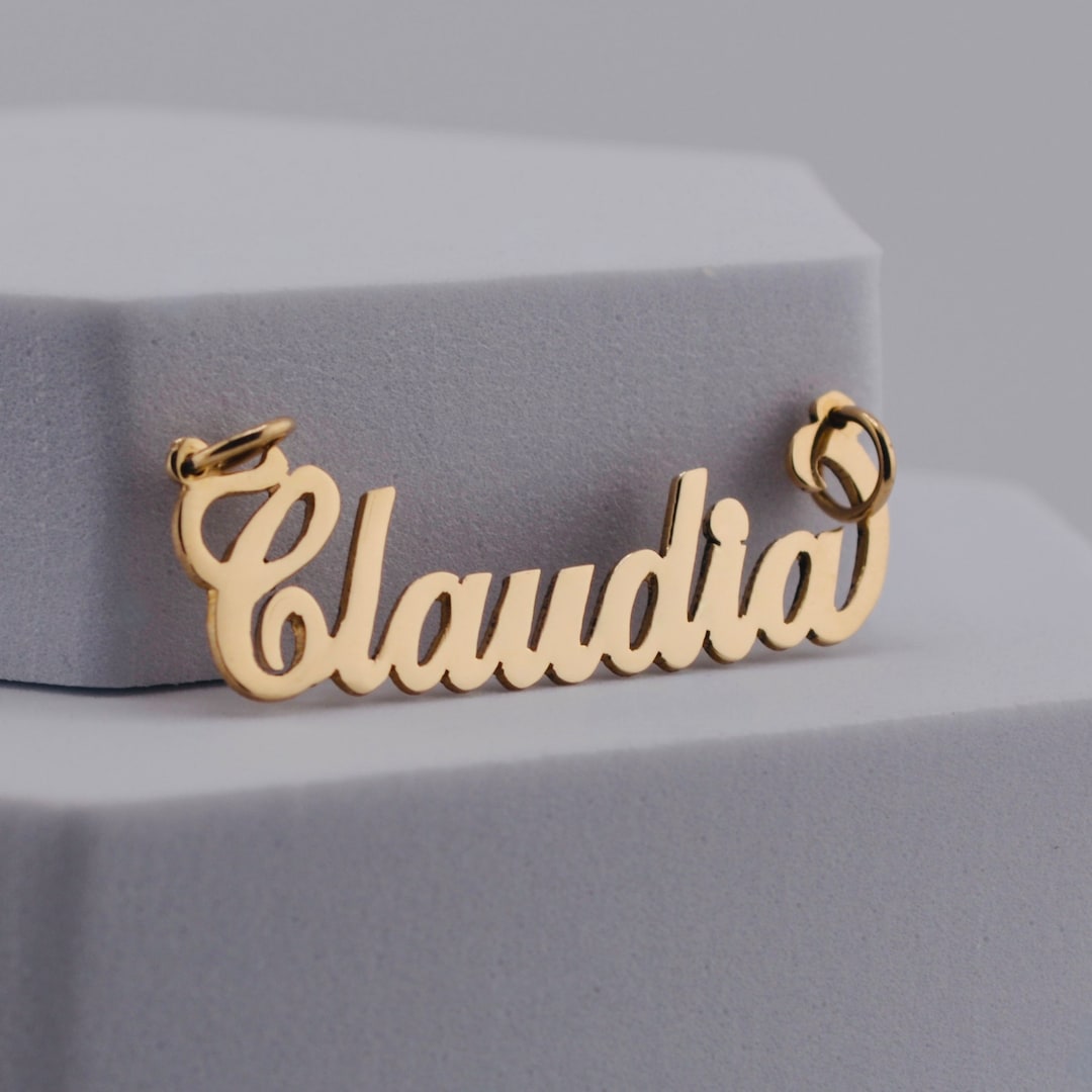 Gold Classic Nameplate Pendant - 10K or 14K Solid Real Gold ...