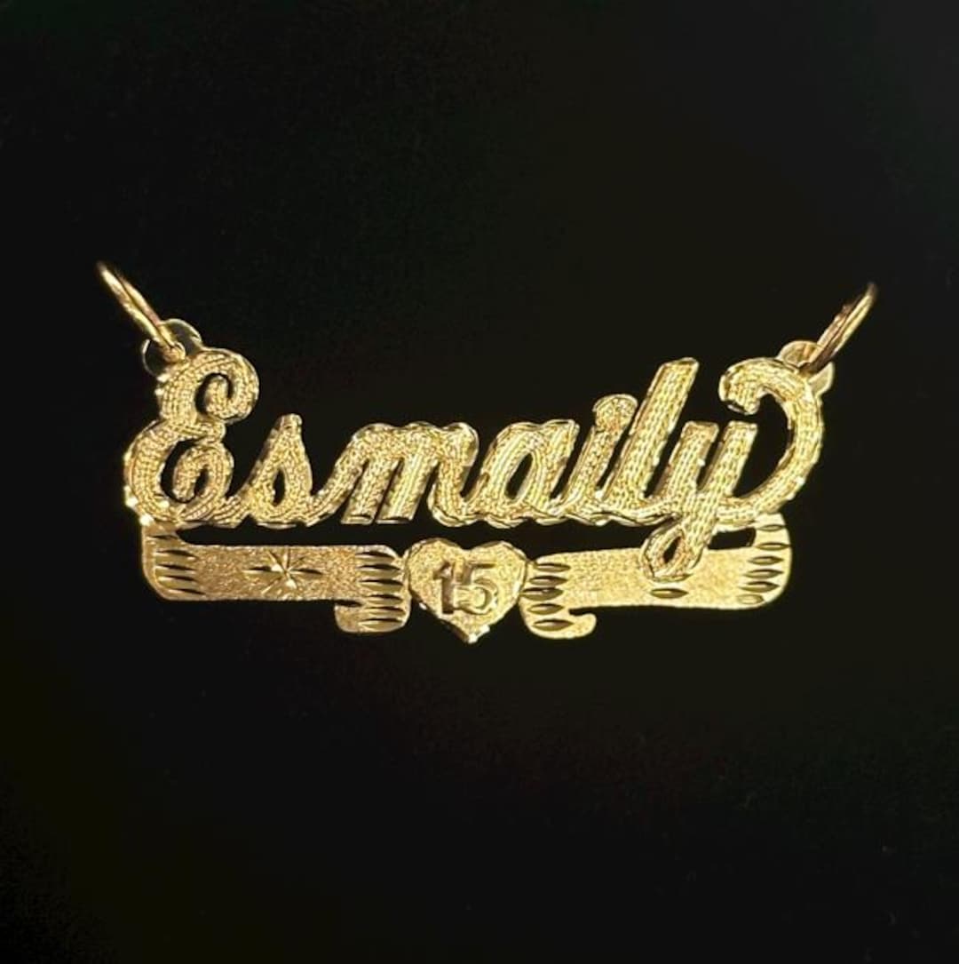 Gold Quinceañera/sweet 16 Underlined Heart Nameplate - Solid Real Gold ...