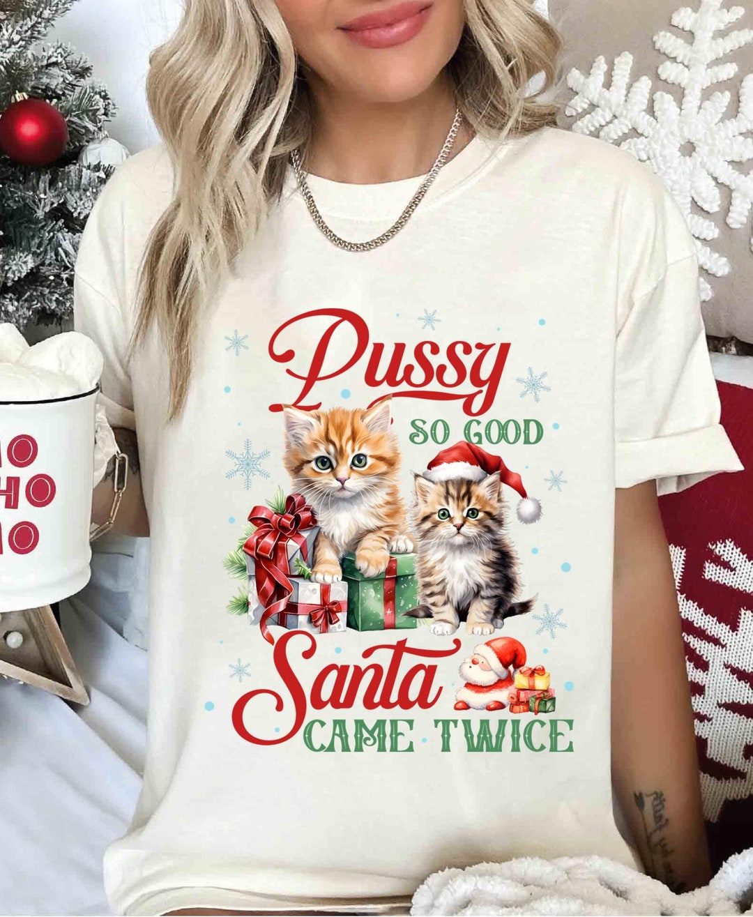 Raunchy Christmas Cat Shirt, Inappropriate Shirts for Women, Unhinged ...