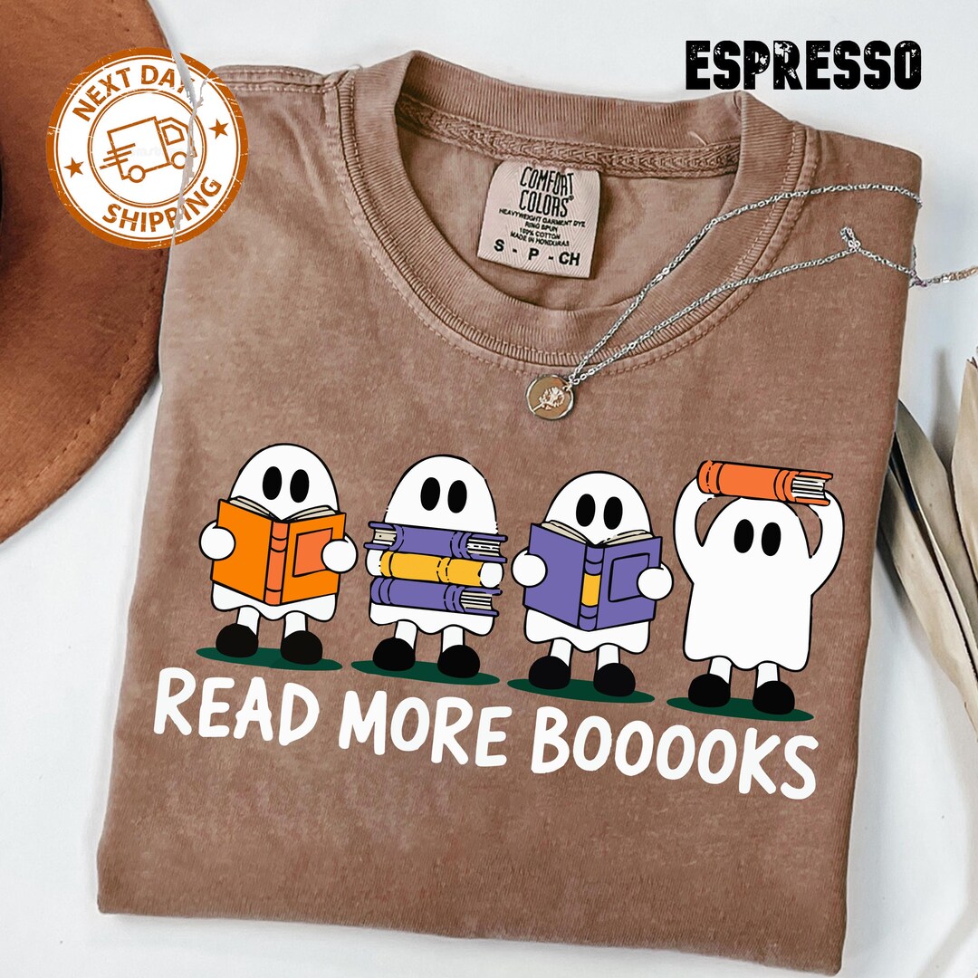 Comfort Colors® Ghost Reading Books Shirt, Bookish Halloween Shirt ...