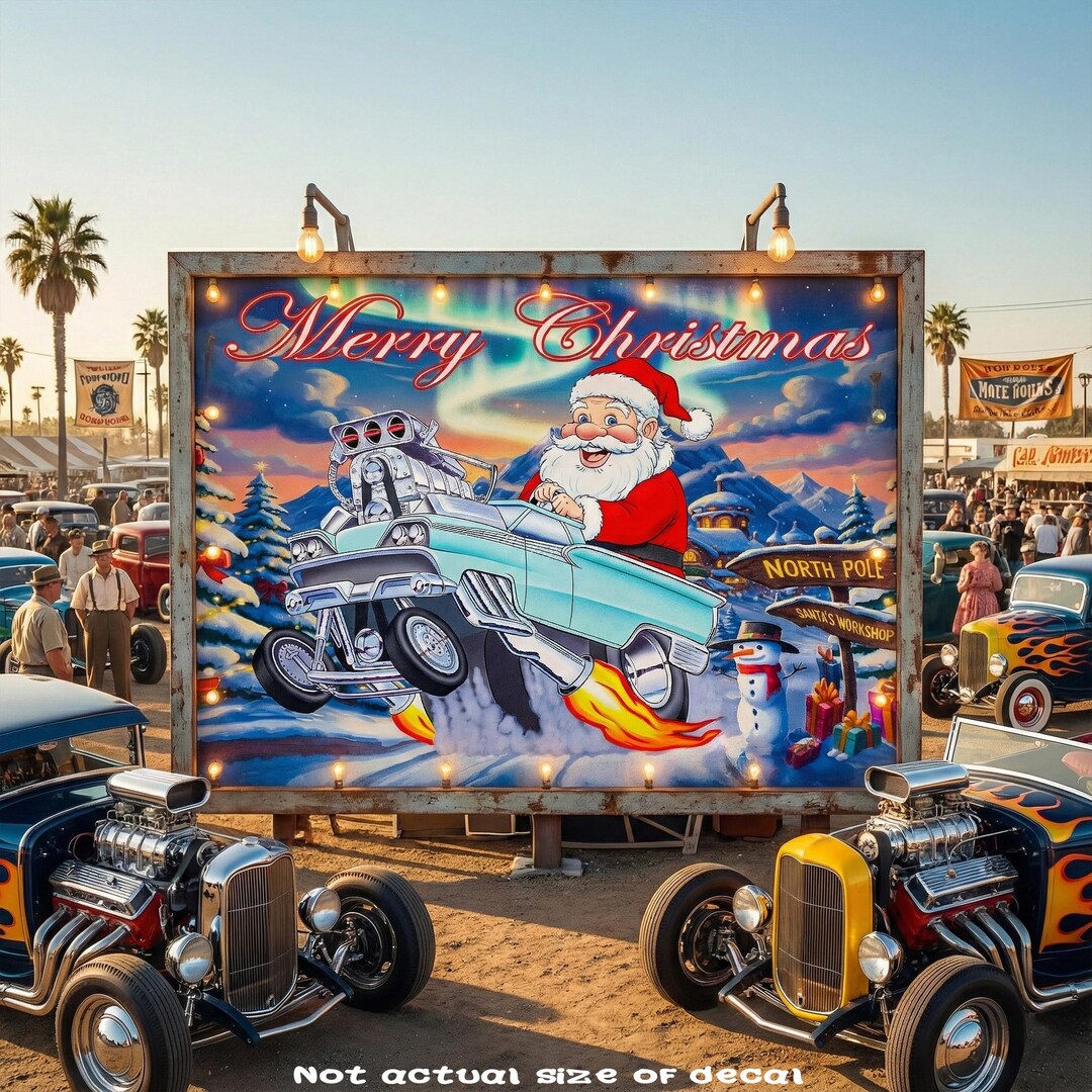 Santa Hot Rod '59 Ranchero – Christmas Garage Vinyl Decal (14 Ft) - Etsy