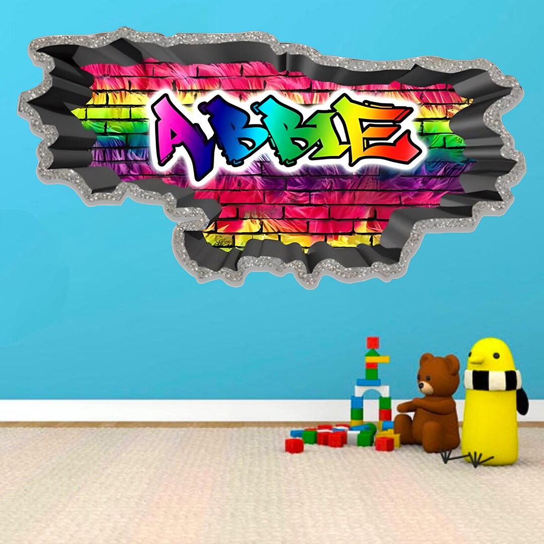 Personalized Vinyl Graffiti Font Wall Sticker-colorfull- 3D My Sticky ...