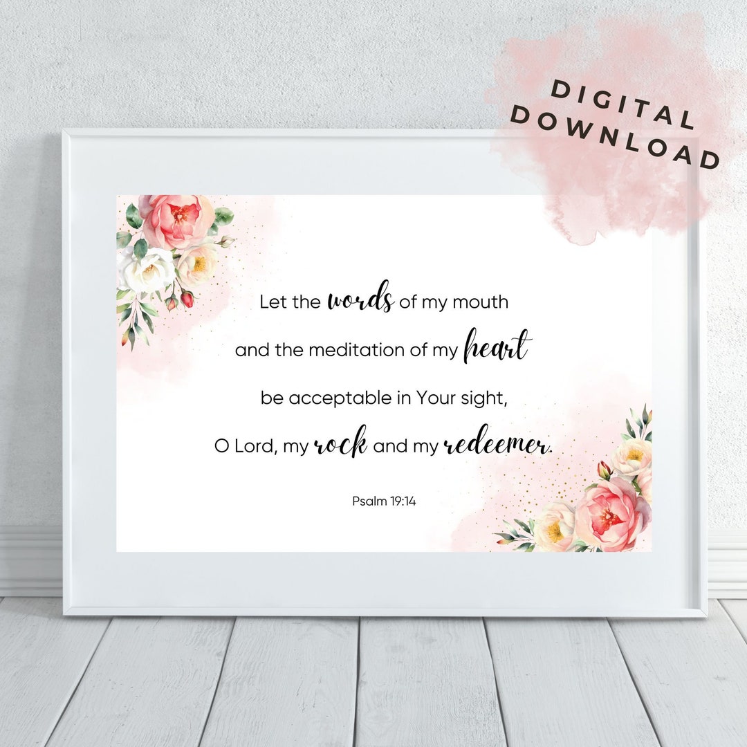 Inspirational Watercolour Bible Verse Wall Art Printable | Botanical ...