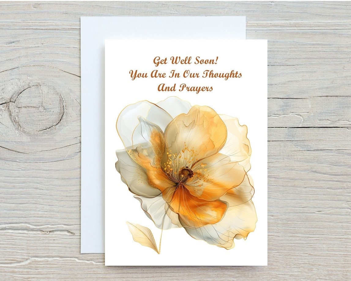 Digital Printable Blank Get Well Soon Card, Instant Get Well Card ...
