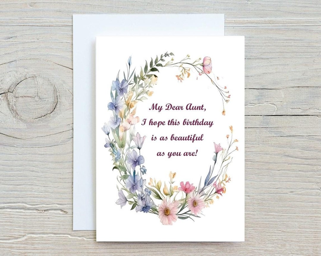 Aunt Instant Printable Digital Birthday Card, Digital Aunt 50th 60th ...