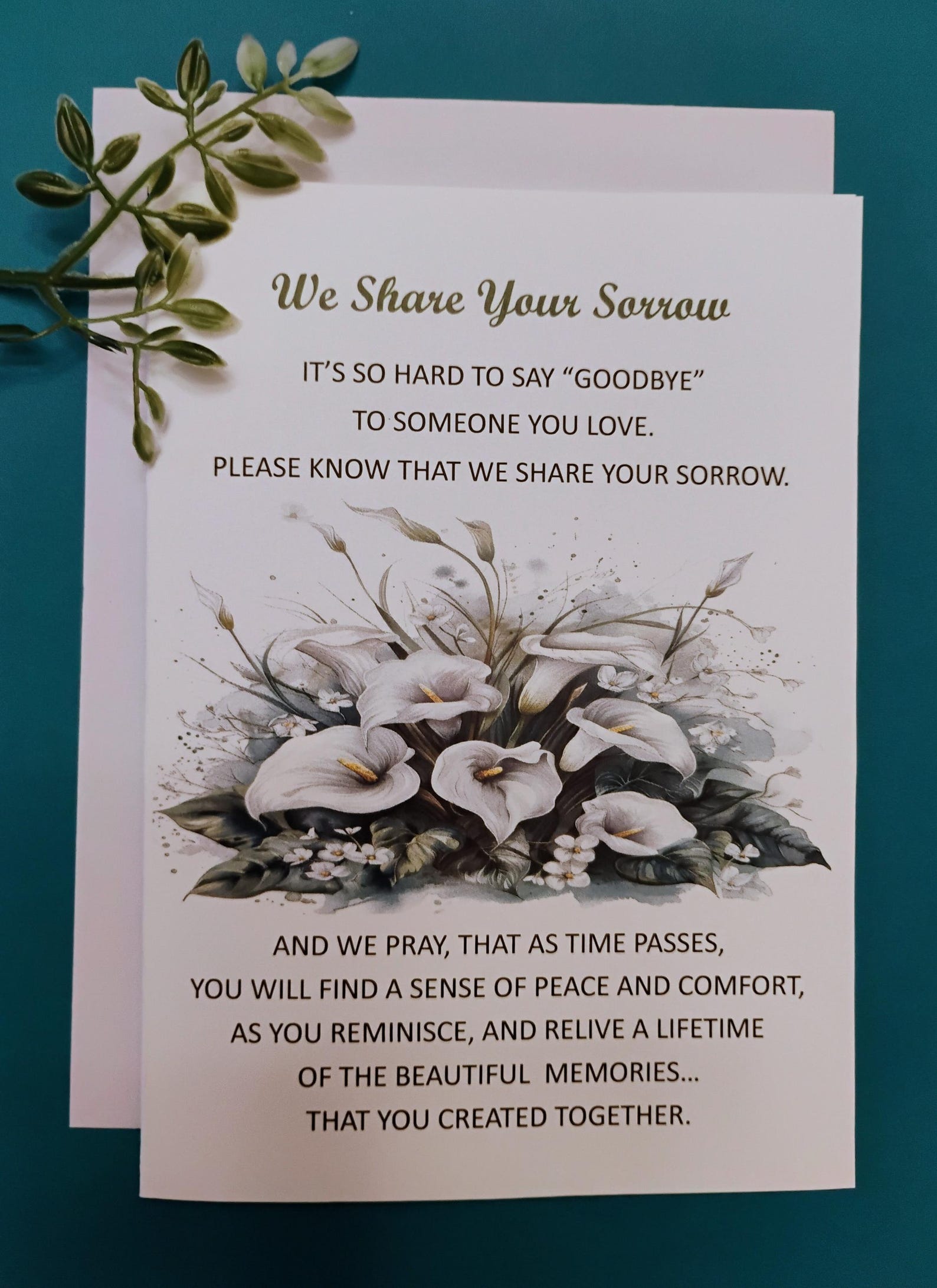 Sympathy Card, Memorial Card, Bereavement Condolence Funeral Card, Card ...
