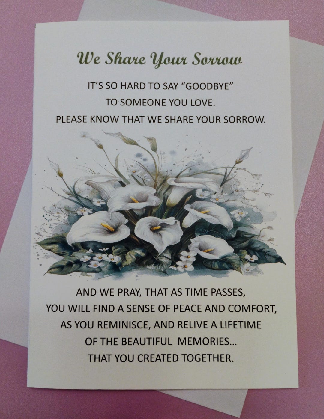 Sympathy Card, Memorial Card, Bereavement Condolence Funeral Card, Card ...