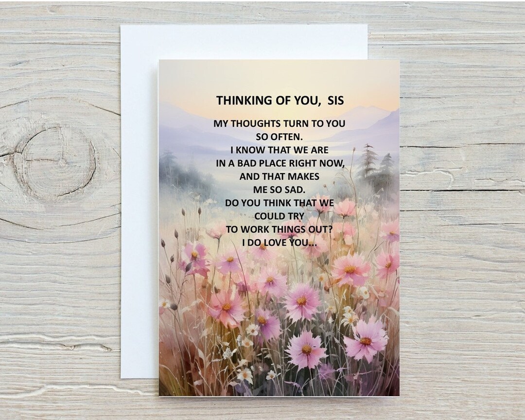 Digital Printable Sister Blank Apology Card , Sister Apology Card ...