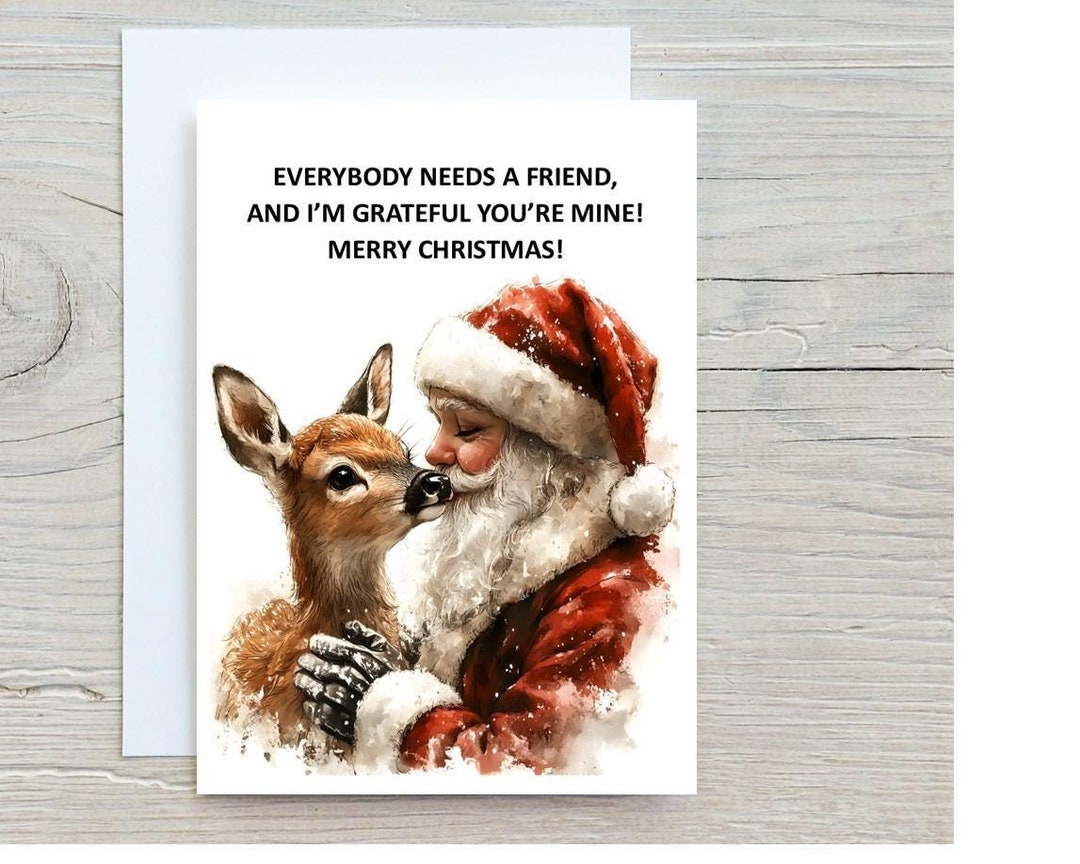 Friend Printable Christmas Card, Digital Friend Christmas Card ...