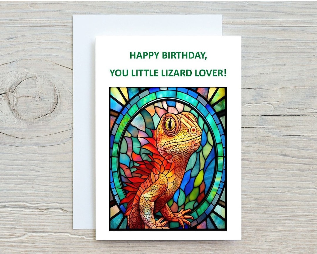 Birthday Digital Printable Blank Lizard Card, Lizard Themed Birthday ...