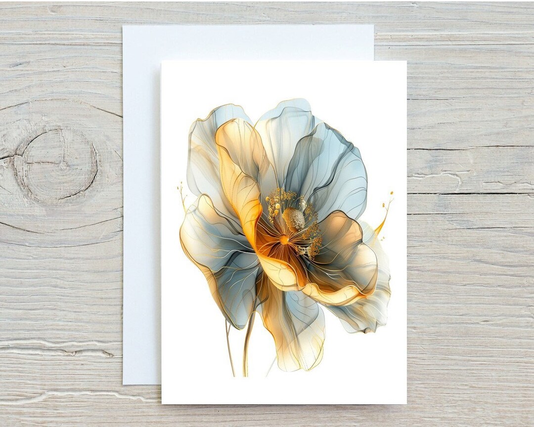 Digital Printable Blank Greeting Card, Modern Floral Blank Card ...