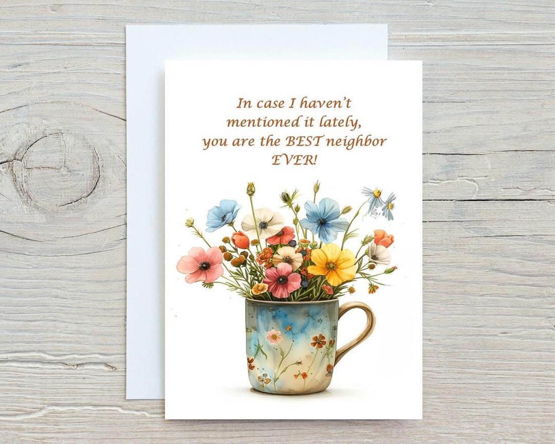 Best Neighbor Printable Digital Blank Card, Neighbor Thank You ...