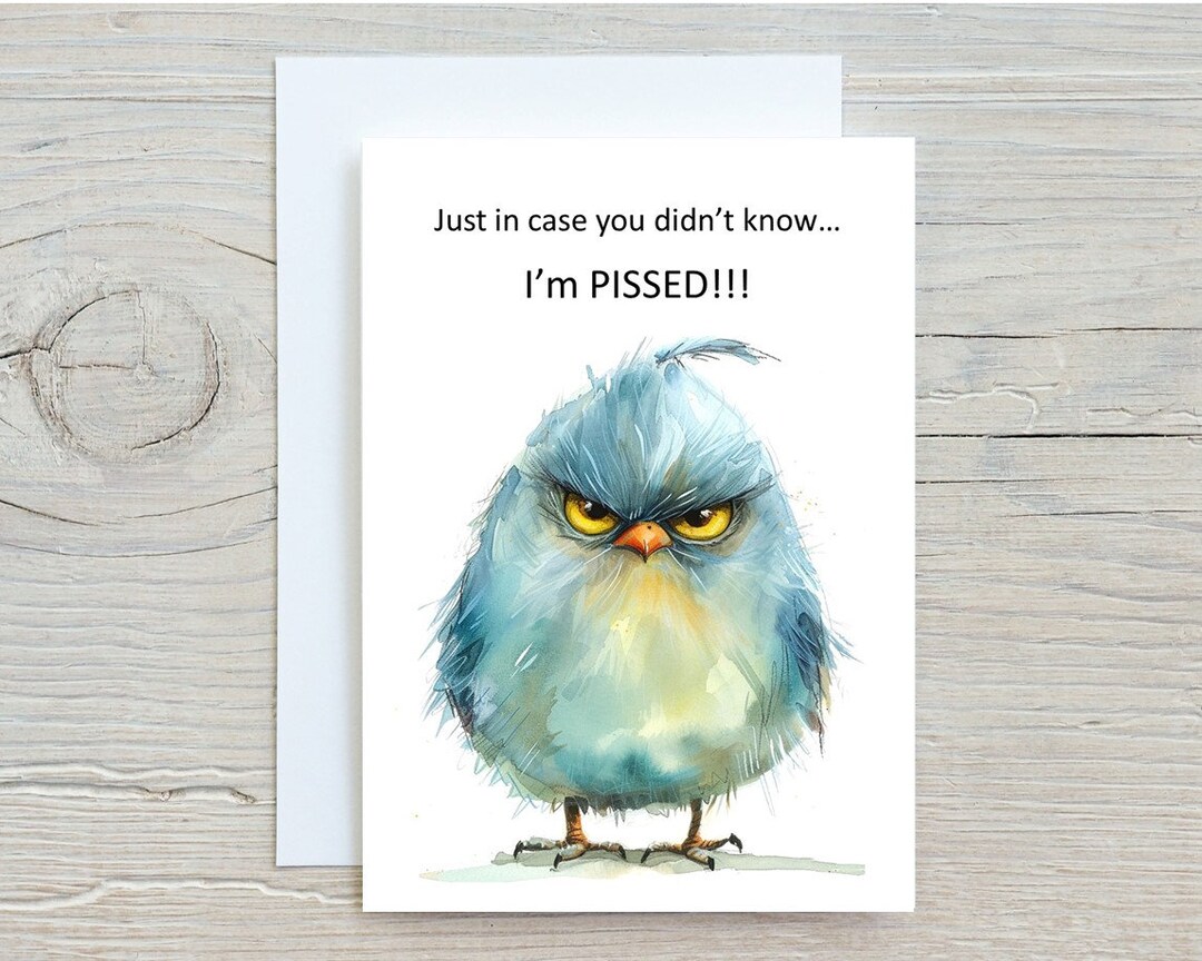 Angry Printable Bird Card, Pissed off Card for Husband Wife, Angry Card ...