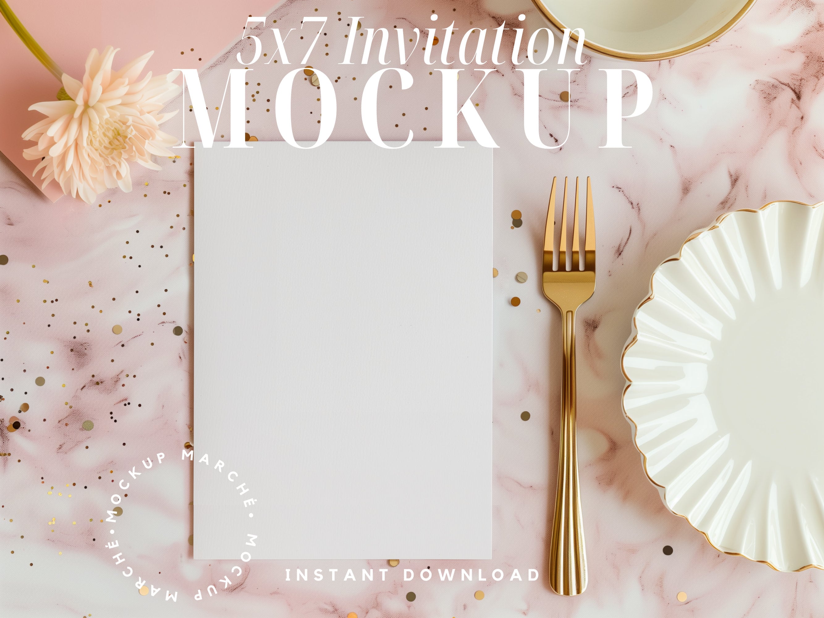 Invitation Mockup 5x7 Pink Gold Invite Card Mock up Baby Bridal Shower ...