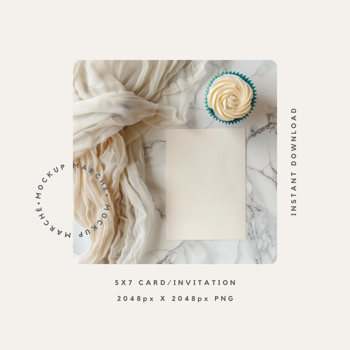 5x7 Invitation Mockup, White Card on Marble (PNG Digital Download) - Etsy