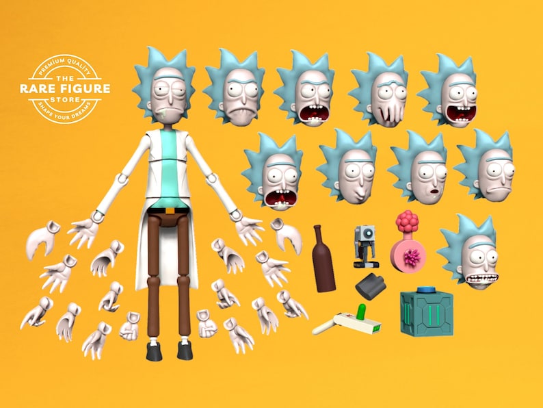 Rick and Morty Articulated Rick Figure 3D Stl Files Rick Action Figure ...