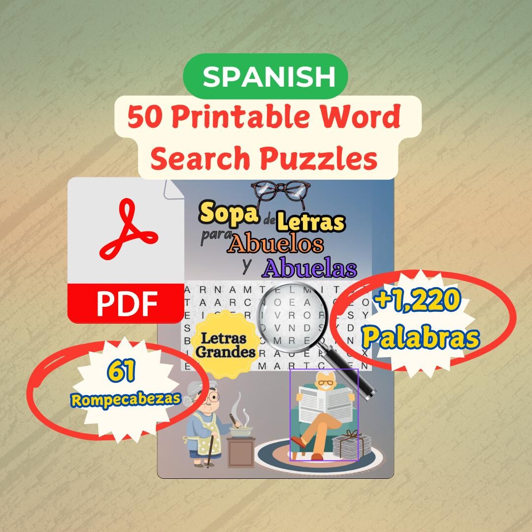 61 Printable Word Search Puzzles in Spanish: 61 Buscapalabras Para ...