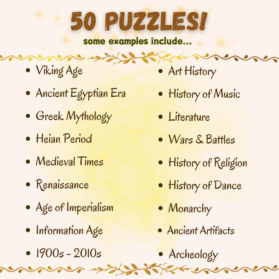 50 History Theme Printable Word Search Puzzles - Etsy
