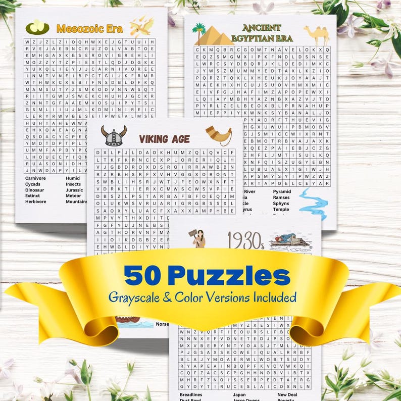 50 History Theme Printable Word Search Puzzles - Etsy