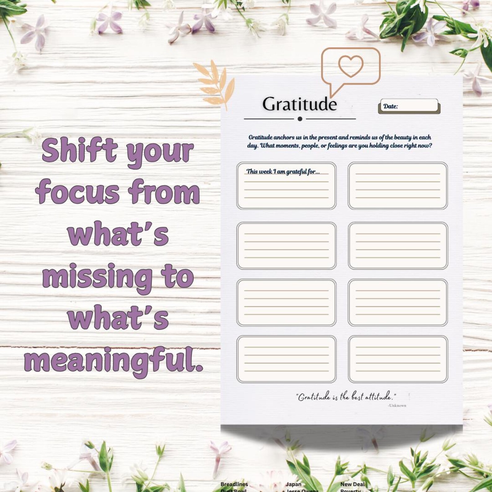Gratitude Journal & Weekly Planner Template, Digital Download - Etsy