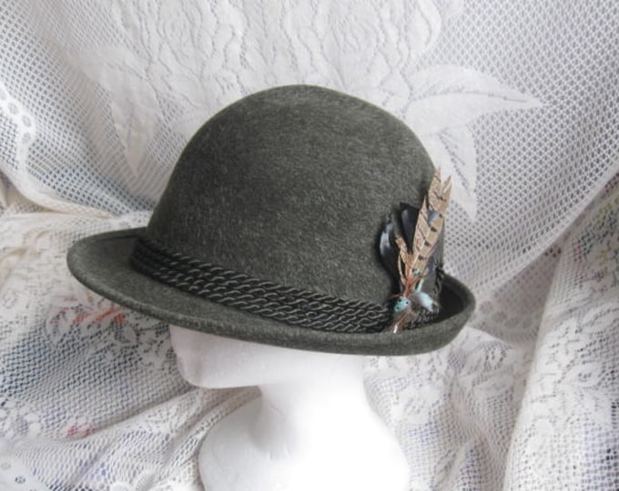 Rein Haar Hat Vintage Green Wool Felt Yodeling Hat With Cording and ...