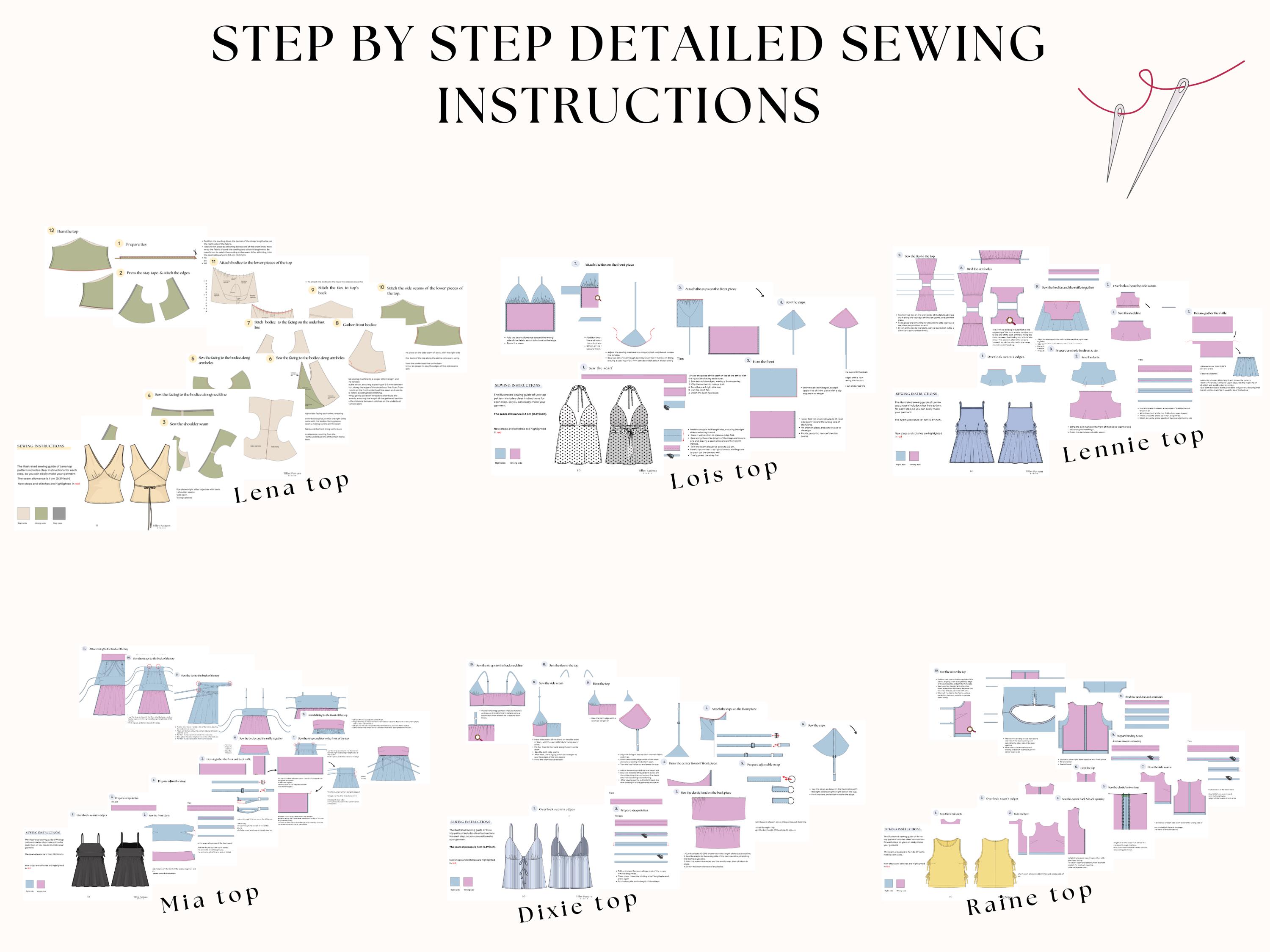 Tops Sewing Pattern Bundle: Beginner DIY Women's Top (PDF Pattern US 00 ...