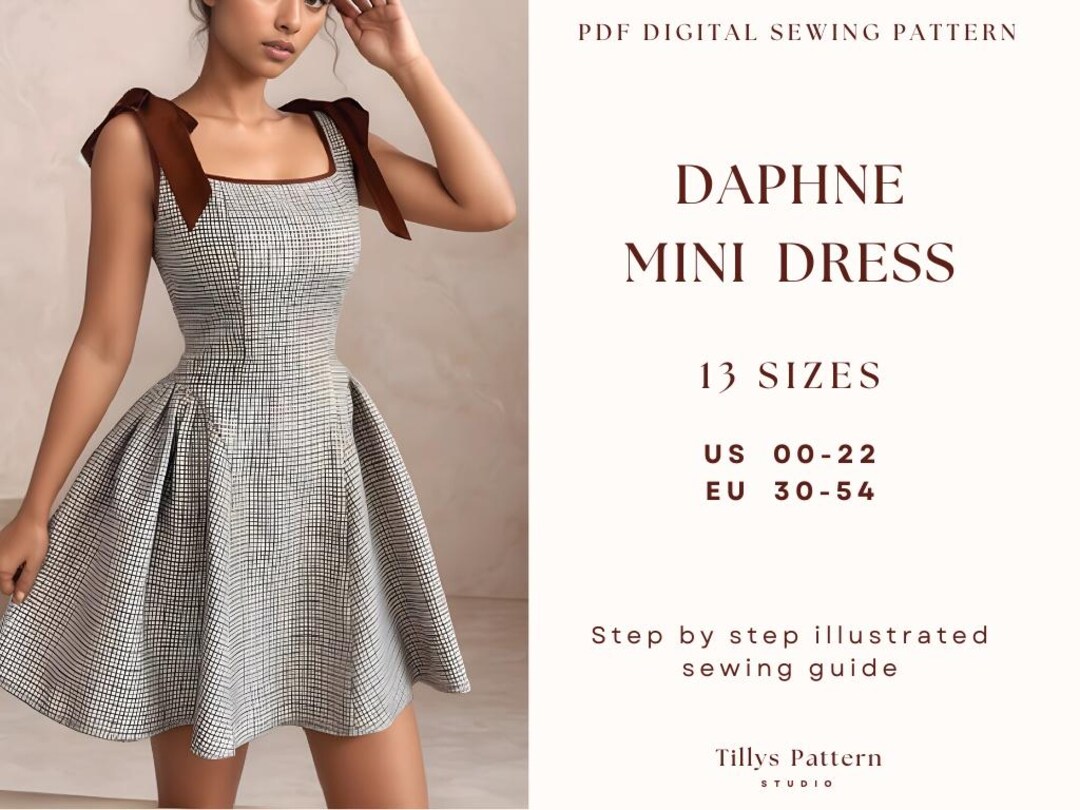Mini Dress Sewing Pattern| Square Neck Dress Pattern| Cottage Core ...