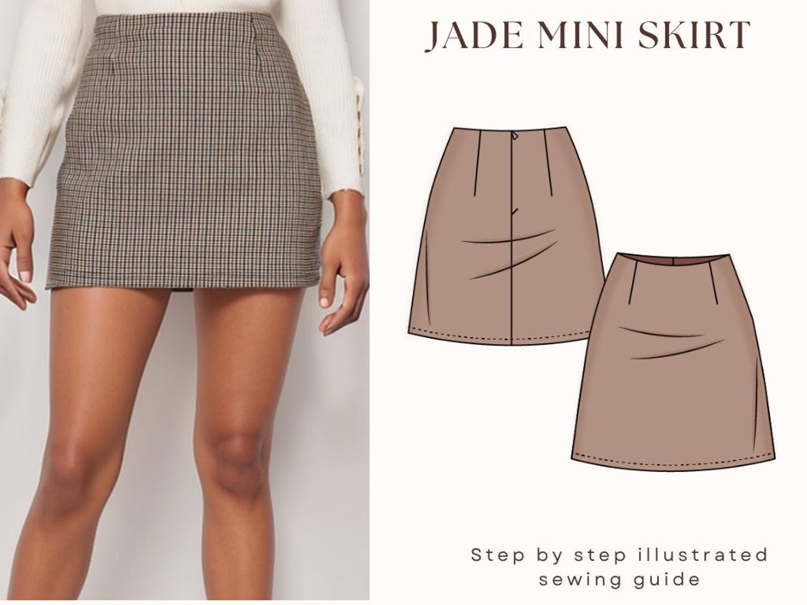 Mini Skirt Sewing Pattern Bundle| High Waist Mini Skirt Pattern| A Line ...