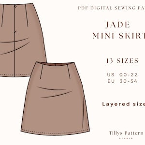 Mini Skirt Sewing Pattern| High Waist Mini Skirt Pattern| A Line Mini ...