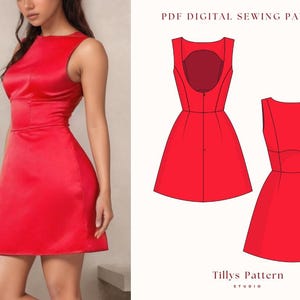 Mini Dress Sewing Pattern| Open Back Mini Dress| Hourglass Shape Dress ...